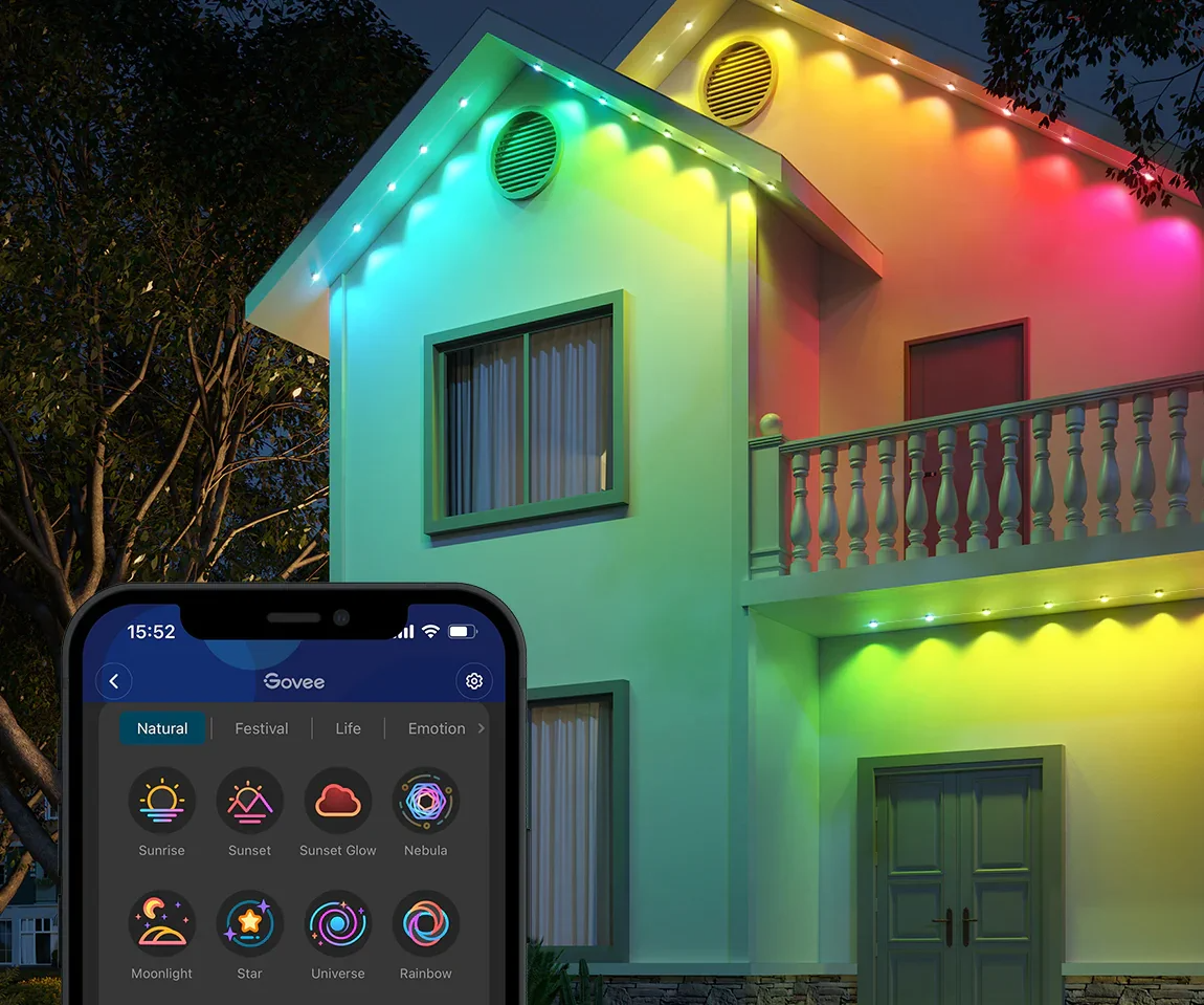 Govee Permament Outdoor Lights Oświetlenie LED RGBIC, Wi-Fi, Bluetooth ...