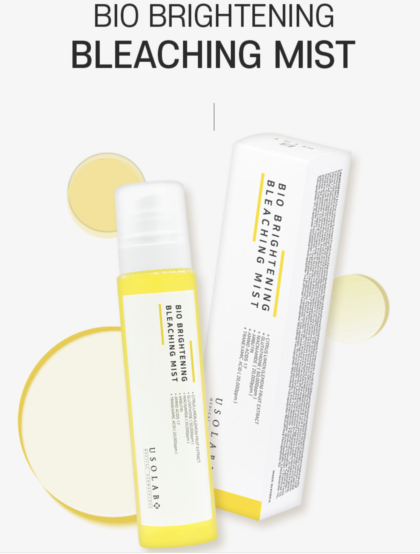 Tonik do twarzy Tonik-mgiełka wyrównuje koloryt skóry USOLAB BIO BRIGHTENING BLEACHING MIST ...