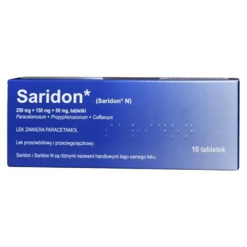 Leki przeciwbólowe Saridon 250Mg + 150Mg + 50Mg, 10 Tabletek Delfarma ...