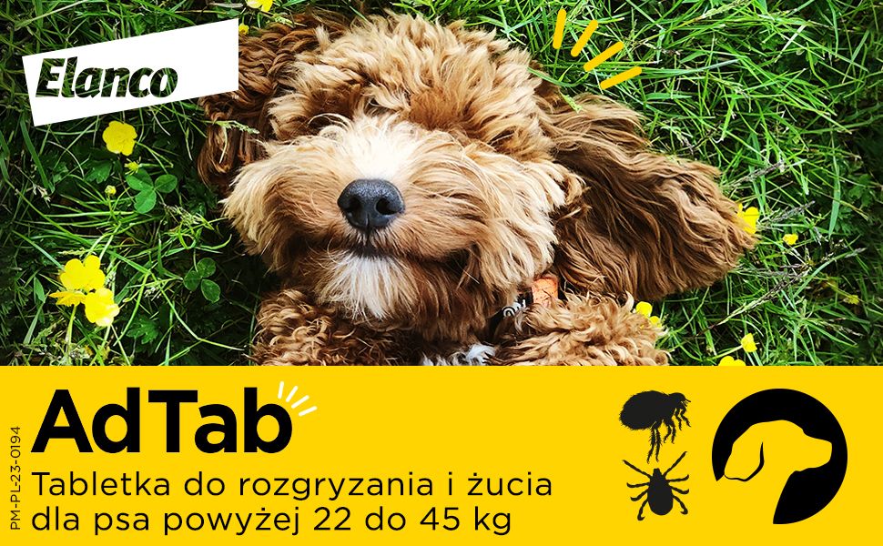 Elanco AdTab 900 mg tabletki do rozgryzania i żucia dla psów (22–45 kg ...