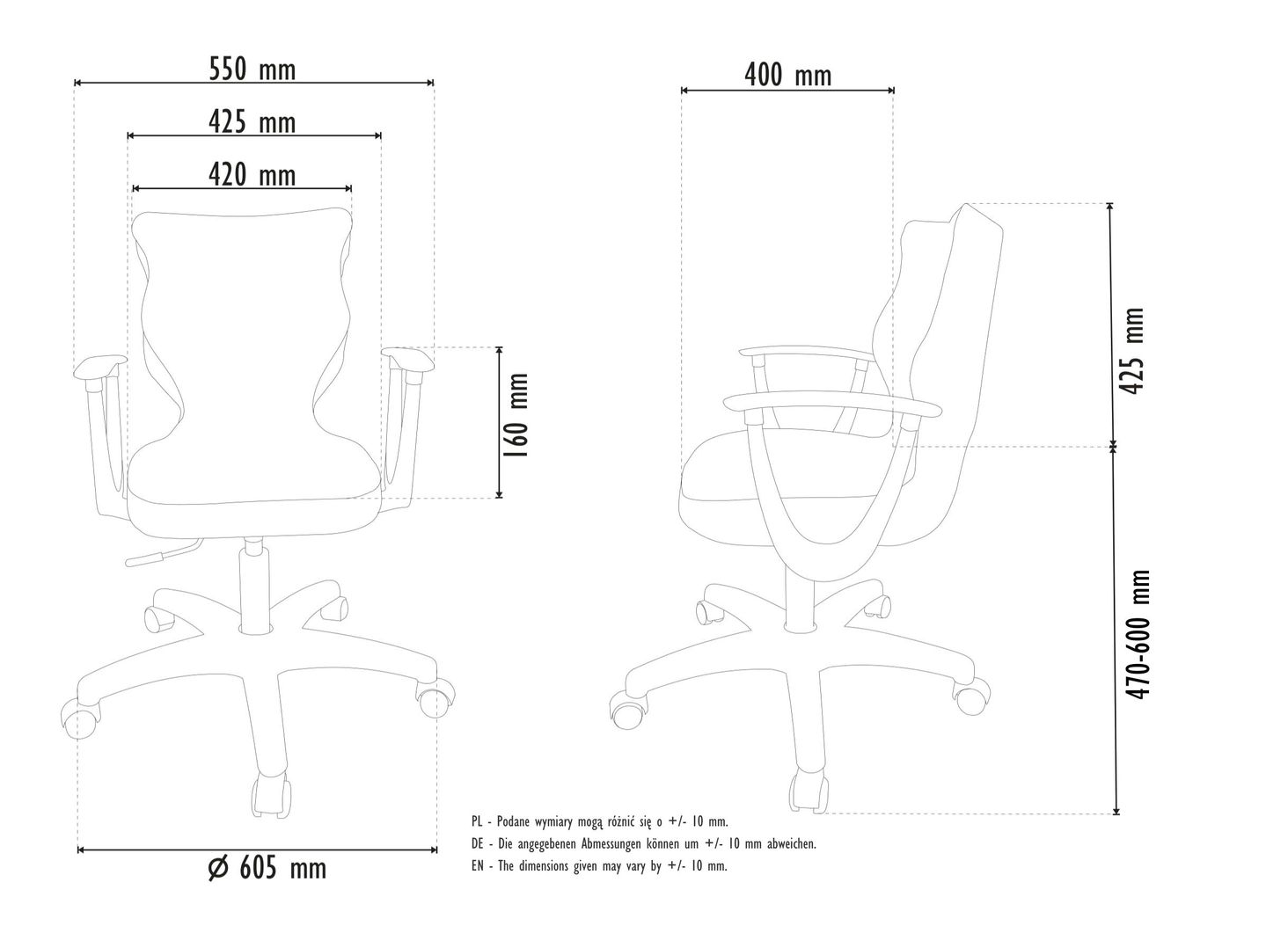 Entelo Krzesło dziecięce Norm BK Monolith rozmiar 6 (159-188 cm) ciemny ...