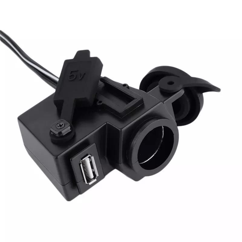 Akcesoria motocyklowe Wodoodporne gniazdo zapalniczki do motoru z portem usb 5V/2A fi 21mm ...