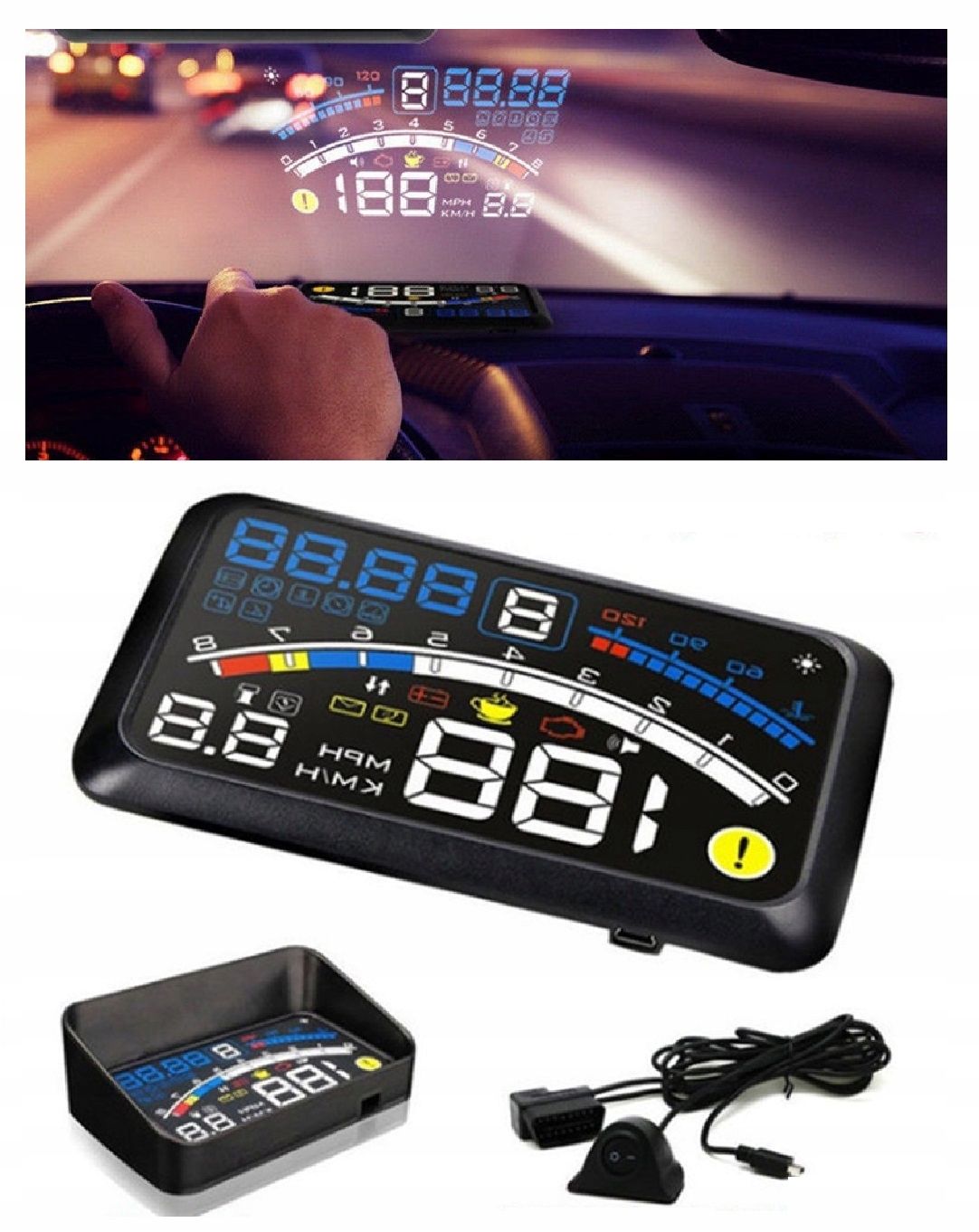 Wyświetlacz F4 Hud Odb2 Prędkościomierz Samochód - Opinie i ceny na ...