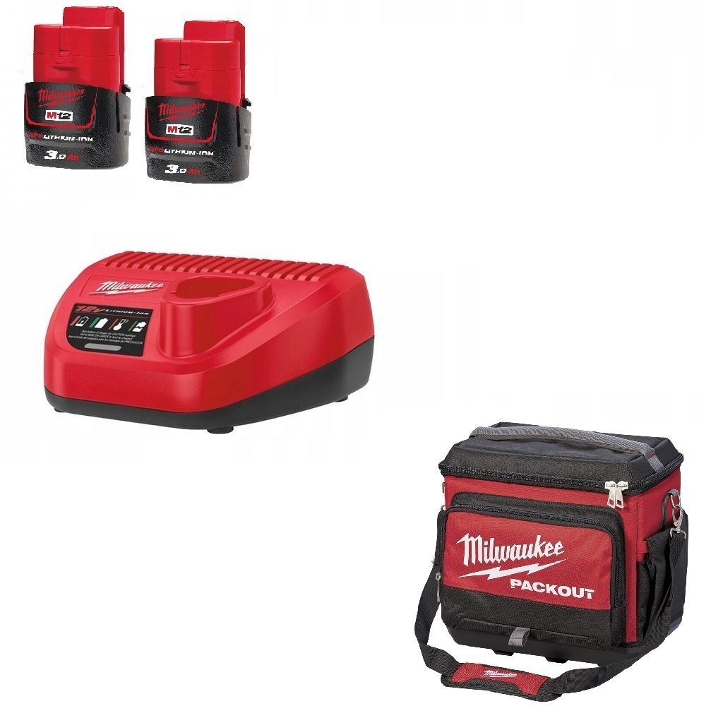 Milwaukee zestaw zasilający 12V 2x3,0Ah Li-Ion M12B3 z ładowarką M12 ...