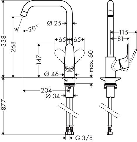 Hansgrohe Focus 268 Mm Chrom 31820000 - Bateria kuchenna, typ Stojące ...