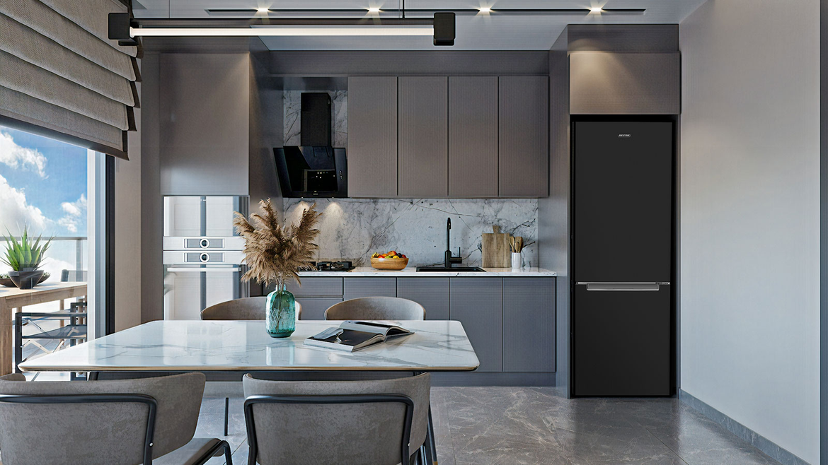 Lodówka MPM 312-FF-48 z zamrażalnikiem dolnym 185 cm Czarna od 1499,00 ...