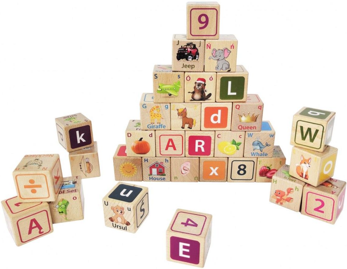 Ecotoys Klocki Edukacyjne Litery Cyfry Obrazki - ceny i opinie - Ceneo.pl