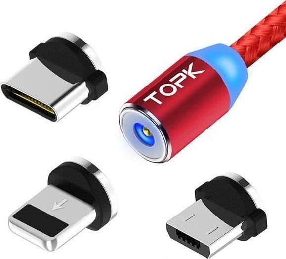 TOPK KABEL USB MAGNETYCZNY KABEL 3W1 MICRO USB-C DO IPHONE 2M - Opinie ...