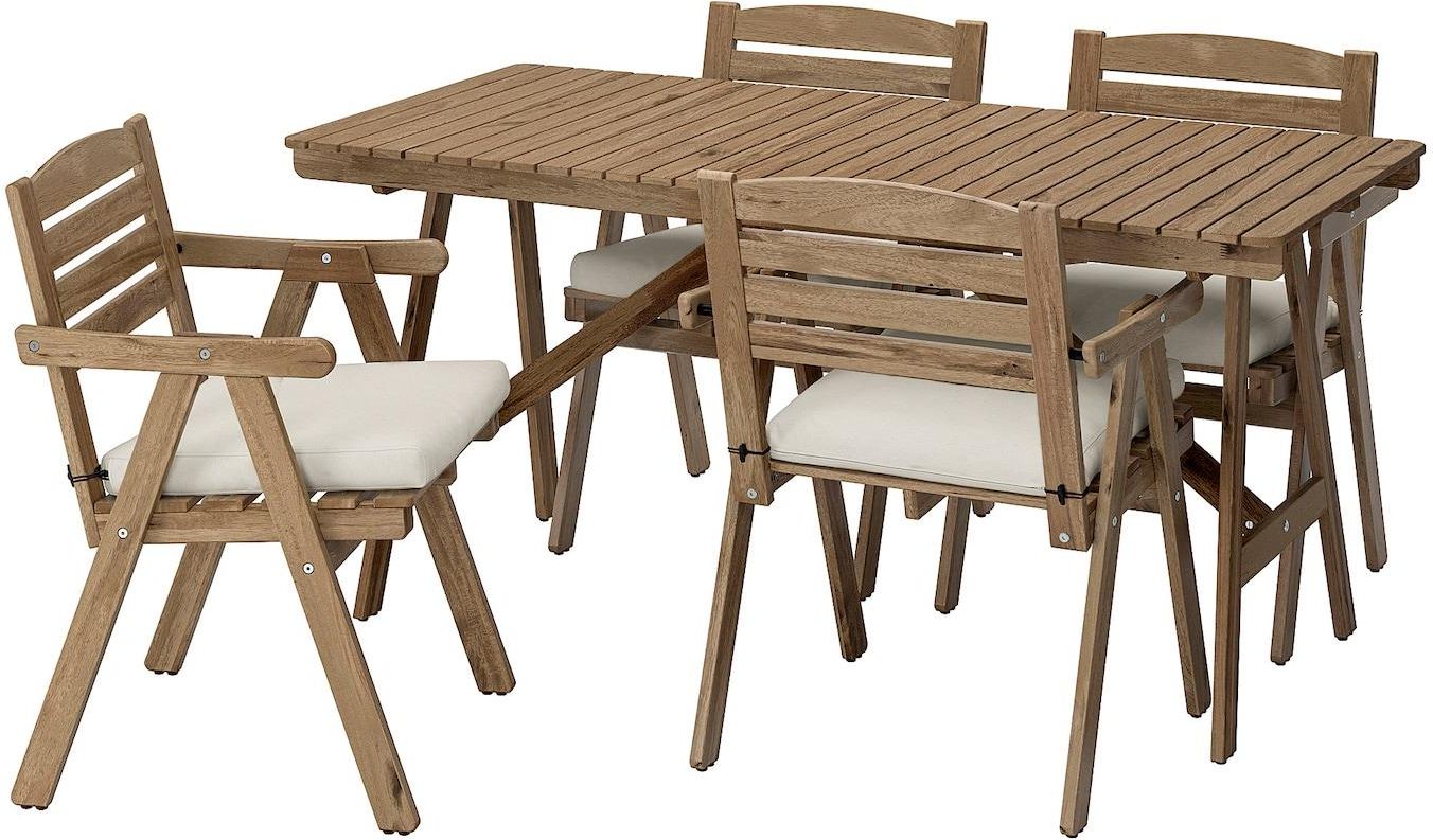 Zestaw mebli ogrodowych IKEA FALHOLMEN Stół+4 krzesła z podłok. na zew ...