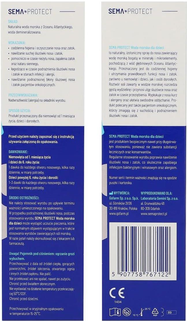 SEMA Protect woda morska dla dzieci spray do nosa 50 ml - Opinie i ceny na Ceneo.pl