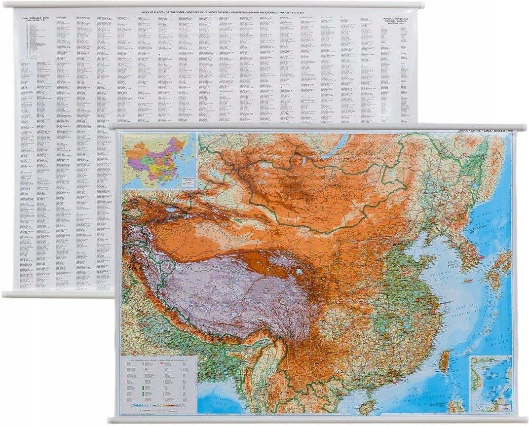 Chiny Mapa Ścienna Chin Fizyczna I Drogowa / Azja - Ceny i opinie ...