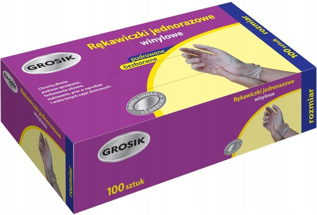 Grosik Rękawiczki Winylowe S Jednorazowe 100Szt - Ceny i opinie - Ceneo.pl