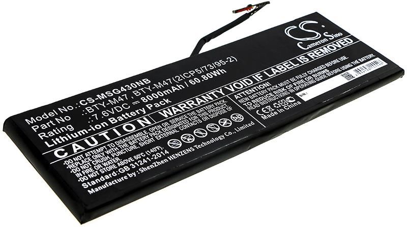 Bateria do laptopa Cameron Sino MSI GS40 / BTY-M47 8000mAh 60.80Wh Li-Ion 7.6V (CSMSG430NB ...