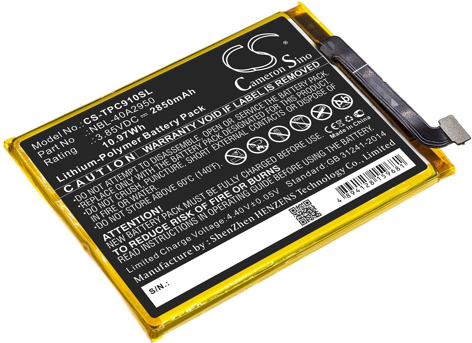Bateria Cameron Sino TP-Link Neffos C9 Max / NBL-40A2950 2850mAh 10.97Wh Li-Polymer 3.85V ...