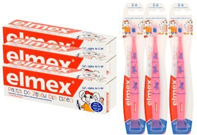 Colgate Elmex Szczoteczka Do Zębów 3-6L Miękka 3Szt. + Elmex Pasta Do ...