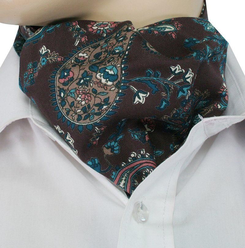 Brązowo Turkusowy Fular Męski EM Men039 s Accessories 100% Bawełna ...