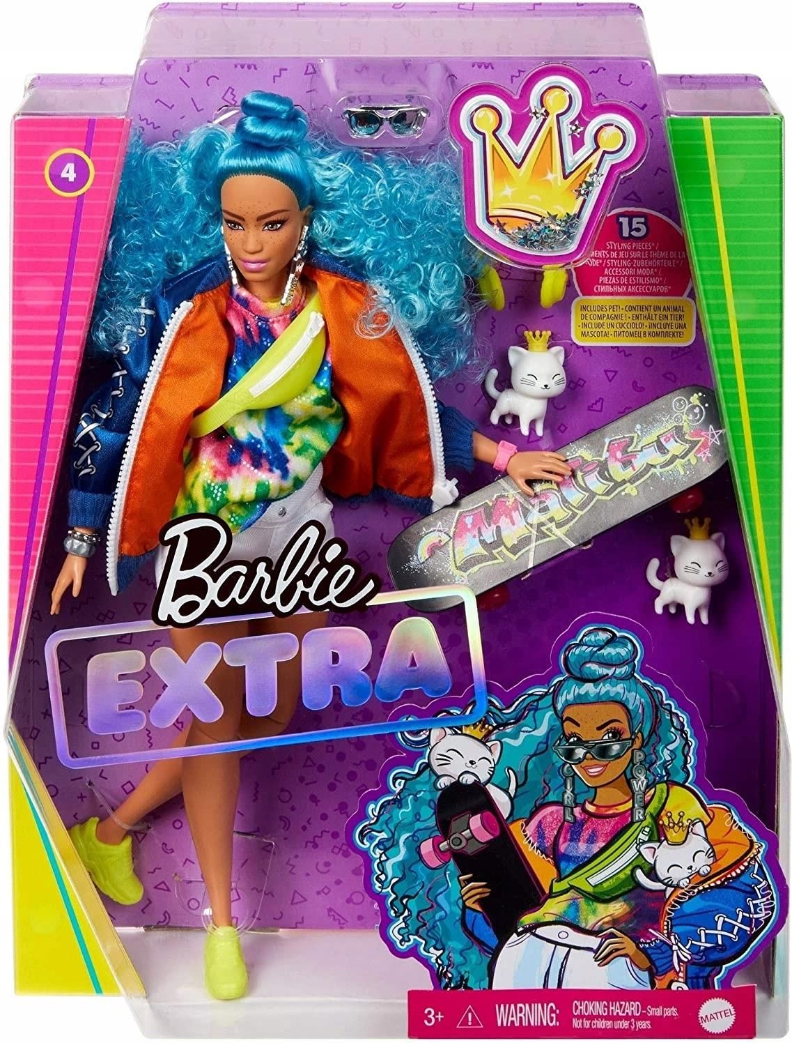 Lalka Barbie Extra Moda Lalka Niebieskie kręcone włosy GRN30 - Ceny i ...