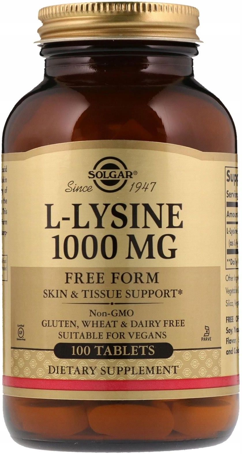 Solgar L-lizyna 1000 mg 100 tabl - Opinie i ceny na Ceneo.pl