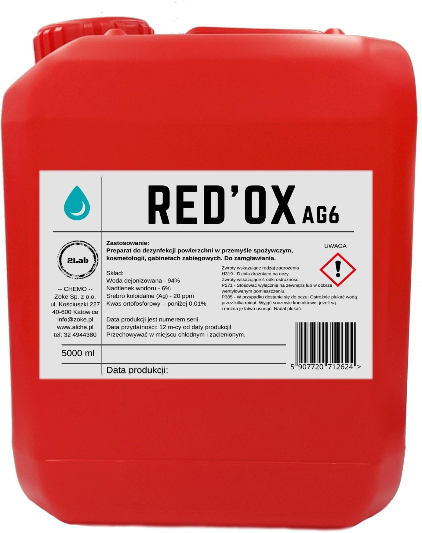 Preparat Do Dezynfekcji Red'Ox Ag6. 5000ml - Opinie i ceny na Ceneo.pl