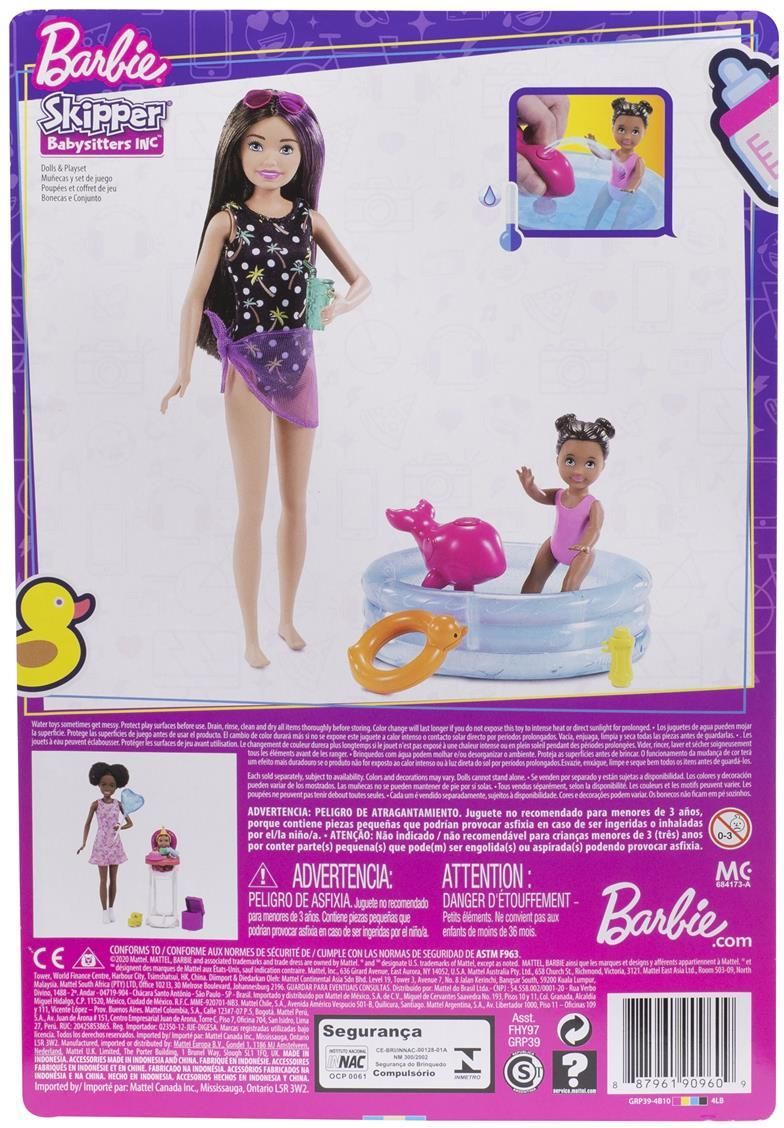 Lalka Barbie Opiekunka Skipper Kąpiel W Baseniku Fhy97 Grp39 - Ceny i ...