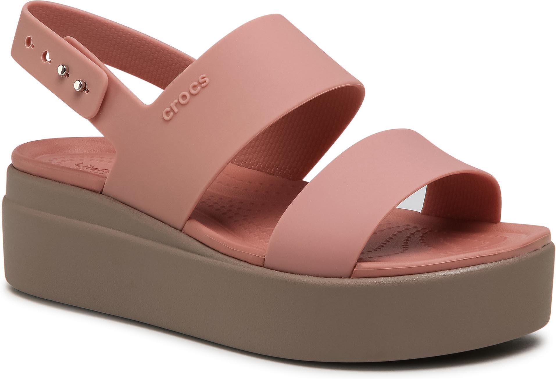 Crocs Sandały - Brooklyn Low Wedge W 206453 Pale Blush/Mushroom - Ceny ...