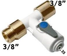 John Guest Trójnik ASV9 3/8F 3/8M 6,35mm z kranikiem i zaworem zwrotnym ...