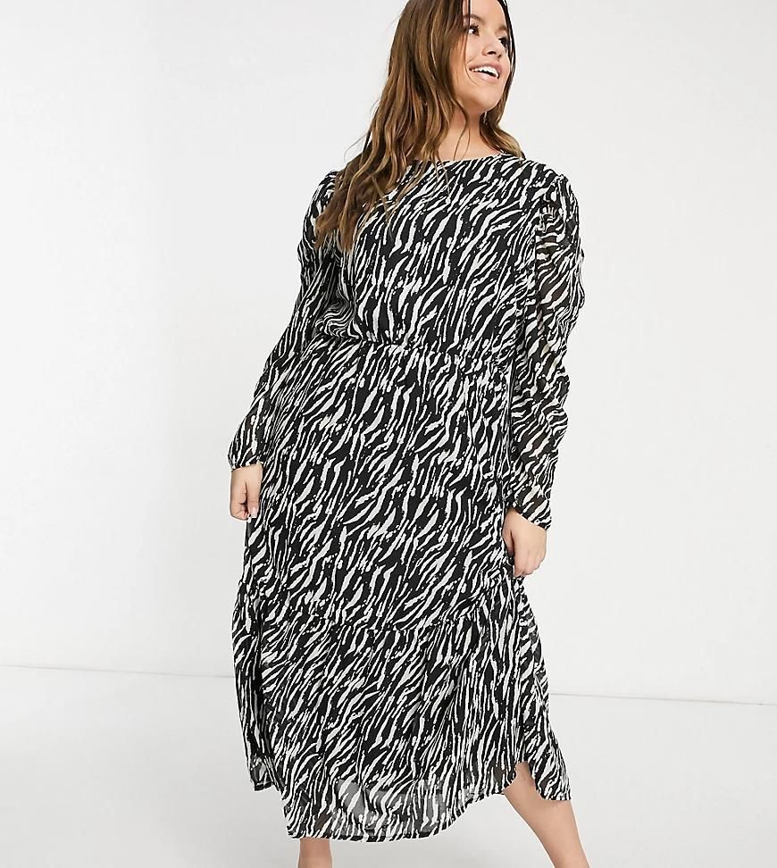 Missguided Plus – Luźna sukienka midi z bufiastymi rękawami i z ...