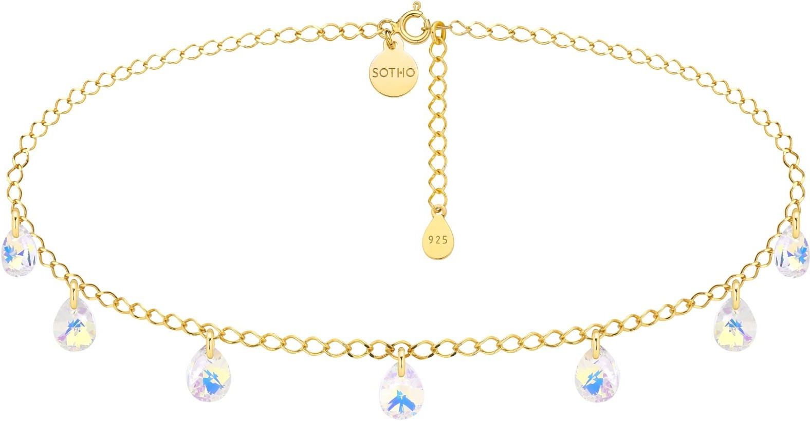 Sotho Złoty choker z opalizującymi kryształami SWAROVSKI® CRYSTAL N2314 ...