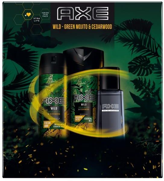 ZESTAW prezentowy AXE ECO3 Wild Green Mojito & Cedarwood - dezodorant ...