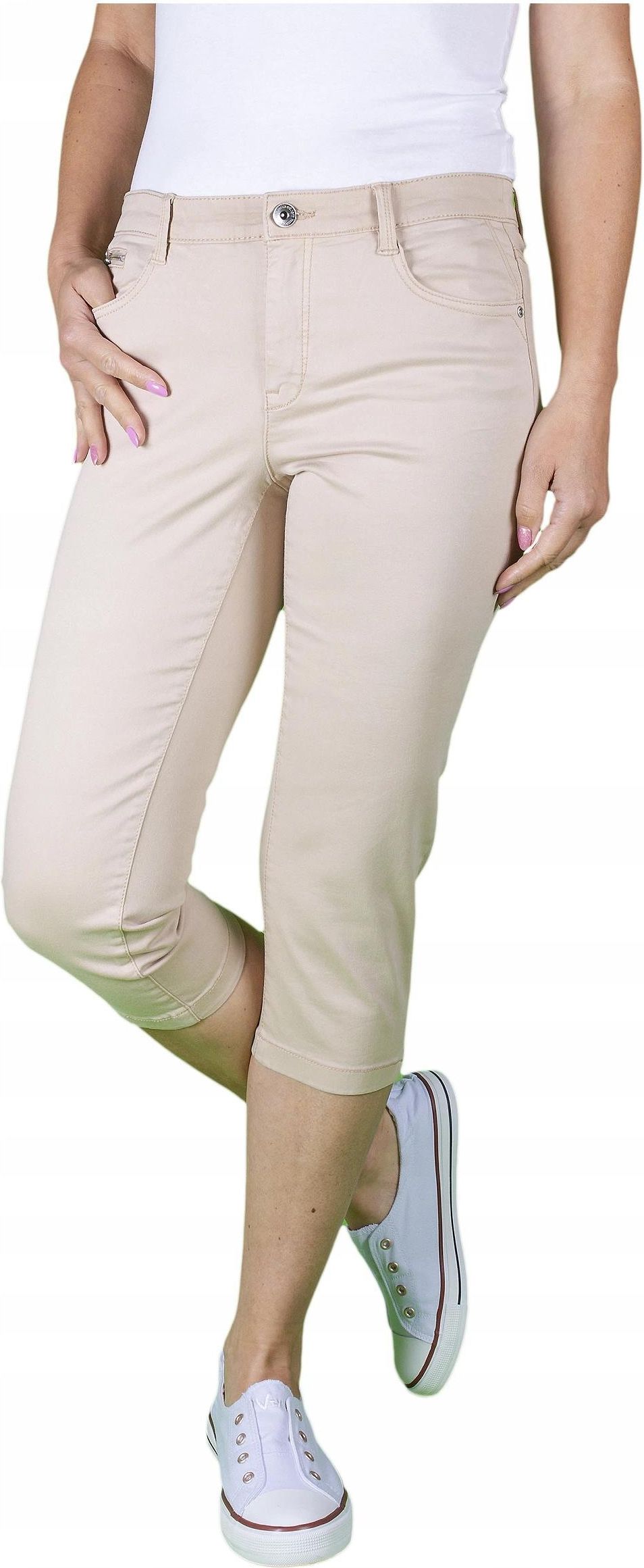 Spodnie damskie Rybaczki jeans 3/4 capri 46 - Ceny i opinie - Ceneo.pl