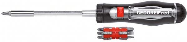 Gedore Red magazine ratchet screwdriver 13in1, 1/4 black / red, with 13 ...