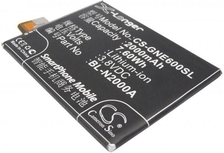 Bateria Cameron Sino Gionee E6 / BL-N2000A 2000mAh 7.60Wh Li-Polymer 3.8V (CSGNE600SL) - Opinie ...