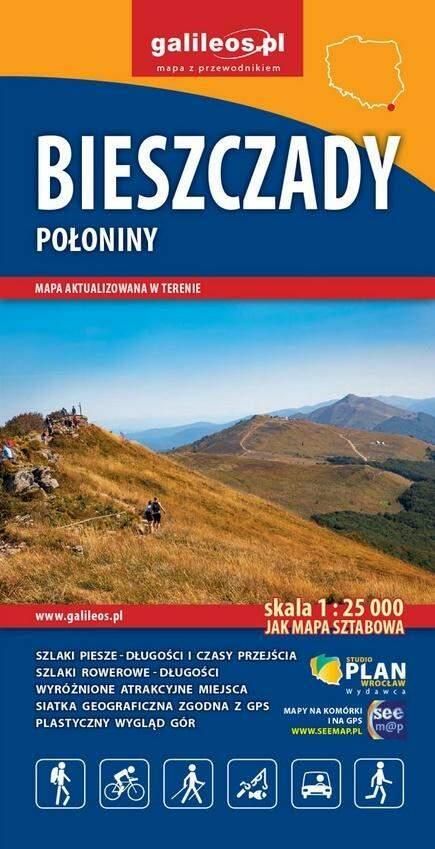 Galileos.pl. Bieszczady. Połoniny. Mapa turystyczna 1:25 000 - Ceny i ...