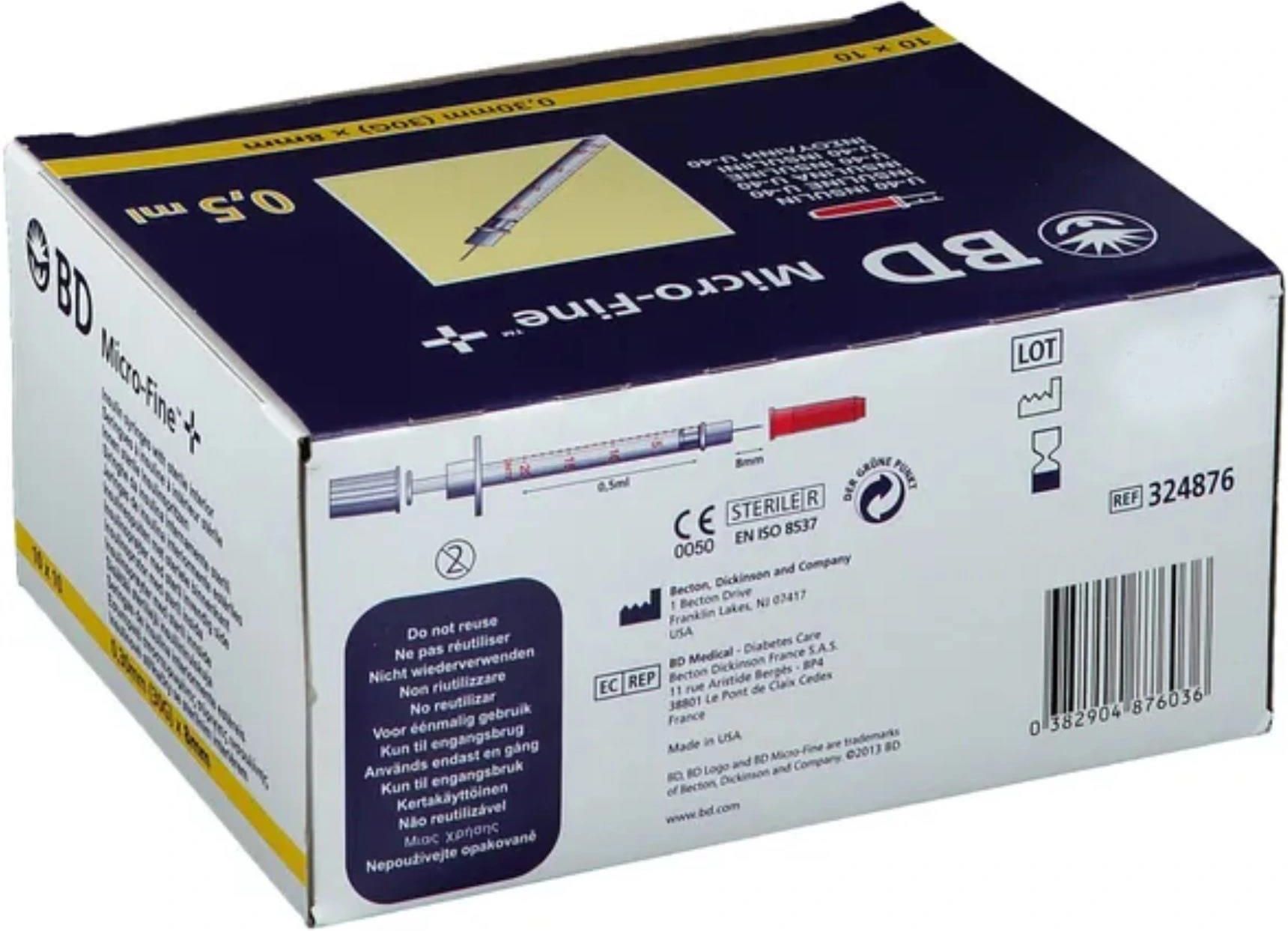 Becton Dickinson Bd Micro-Fine + U-40 0,5Ml 0,30Mm 30G X8Mm 100Szt ...