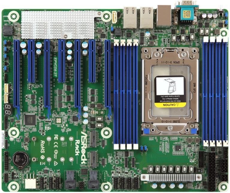 Asrockrack Asrock Epycd8-2T/R32, 1Xskt Sp3, Amd Epyc 7000, Soc, Sata ...