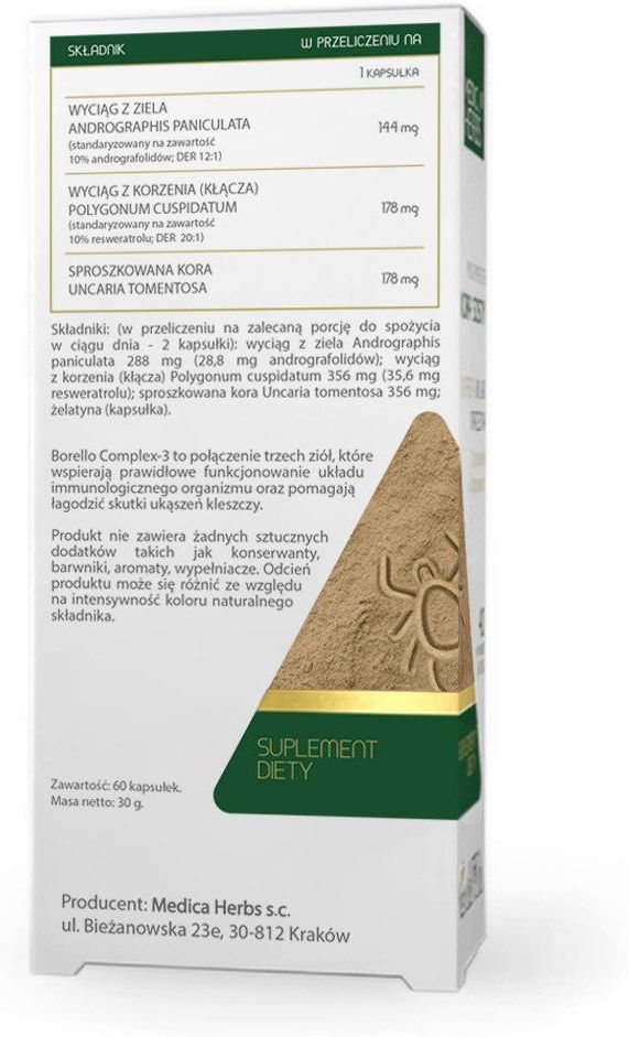 Preparat medycyny naturalnej Medica Herbs Podstawowy Protokół Buhnera Borello Complex-3 60 kaps ...