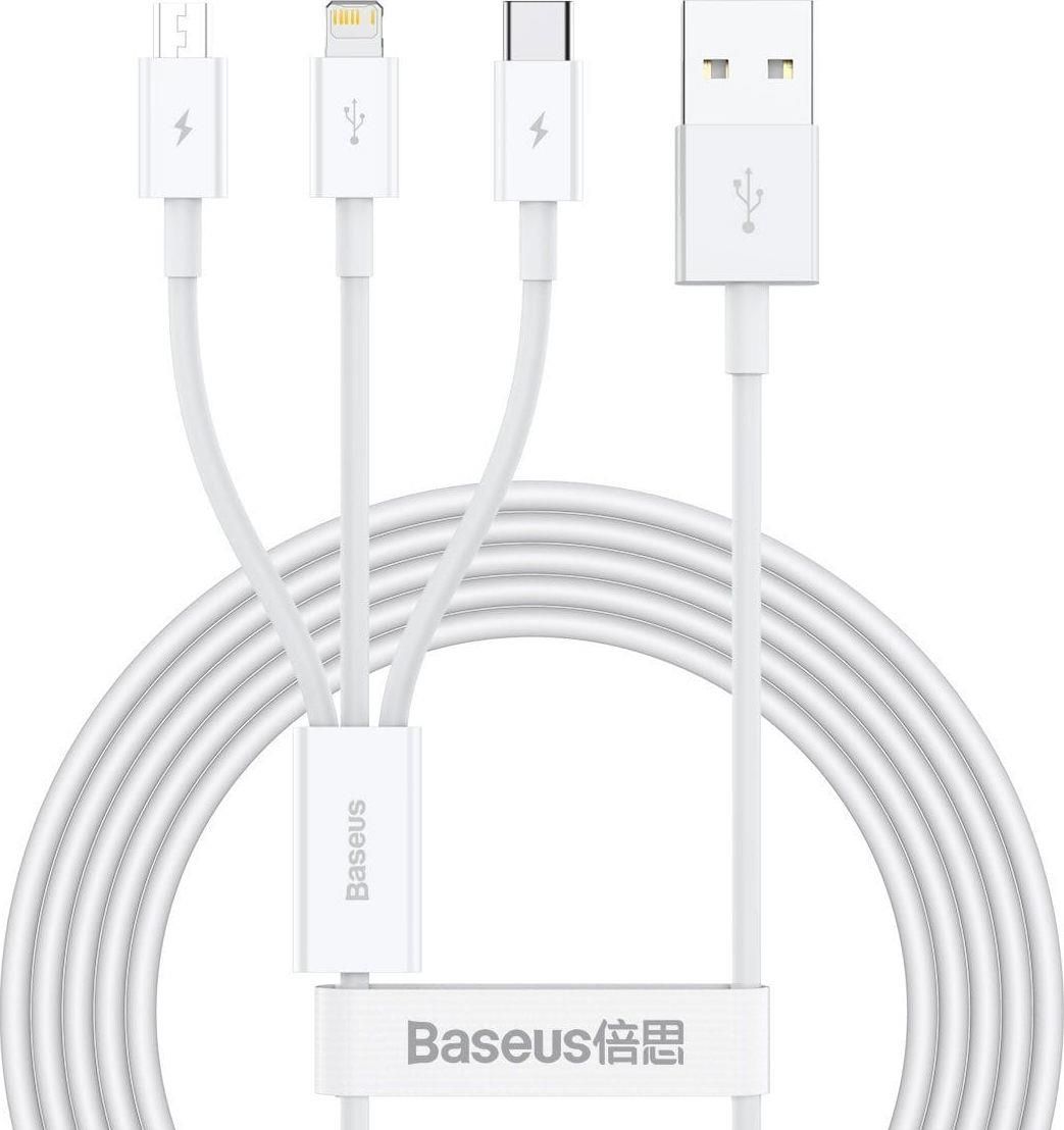 Baseus Kabel Usb 3W1 Superior Series, Do Micro / Usb-C Lightning, 3.5A, 1.2M (CAMLTYS02 ...