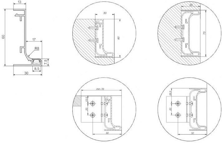 Zobal Listwa Aluminiowa L - Led Z Maskownicą Kolor Anoda Czarna C-35 ...