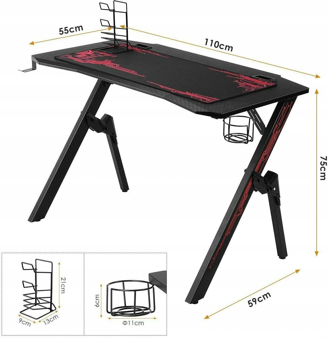 Biurko Gamingowe Stół Do Gier Komputerowy Czarny - Ceny i opinie - Ceneo.pl