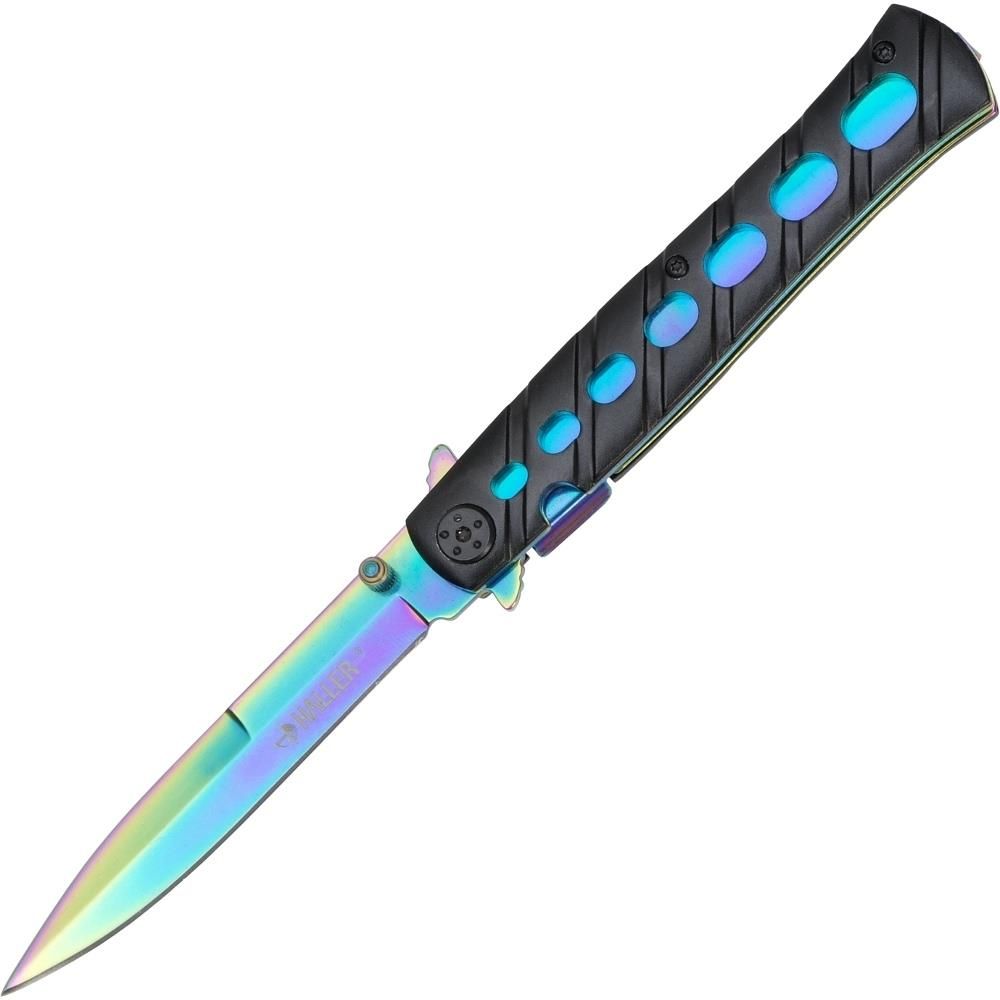 Haller Stahlwaren Nóż Sprężynowy Haller Stiletto Onehand Rainbow-Black ...