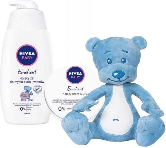 Nivea Baby Emolient Krem Sos 150Ml + Żel Do Mycia Ciała I Włosów 500 Dodatkowo Miś - Ceny i ...