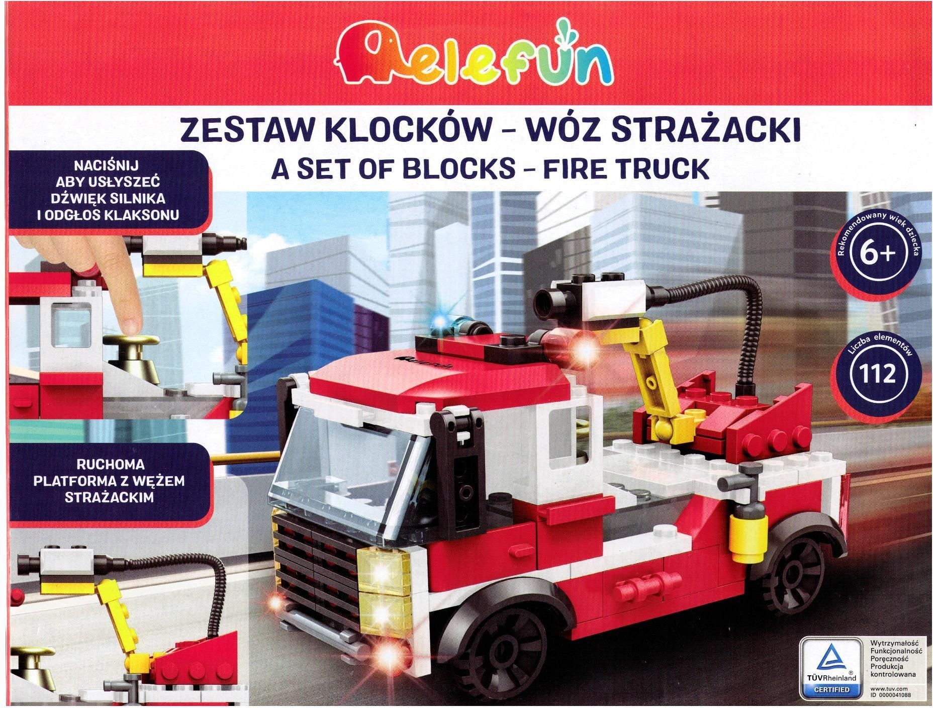 Elefun Klocki Wóz Strażacki Straż Z Dźwiękiem 112El. - ceny i opinie ...