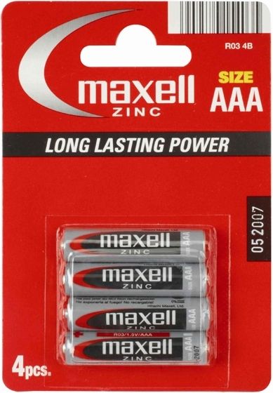 MAXELL BATTERY MANGANESE/zINC R03/AAA BLISTER*4 (774407.04.EU) - Ceny i ...