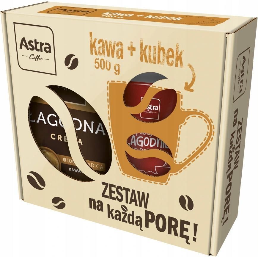 Kawa Astra Zestaw Prezentowy - Kubek + Kawa Łagodna Crema 500G - Ceny i ...