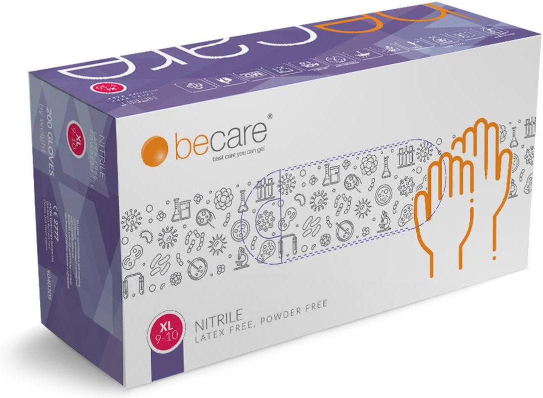 Becare Rękawice Nitrylowe 200szt. Roz. Xl Rękawiczki Bezpudrowe - Ceny ...