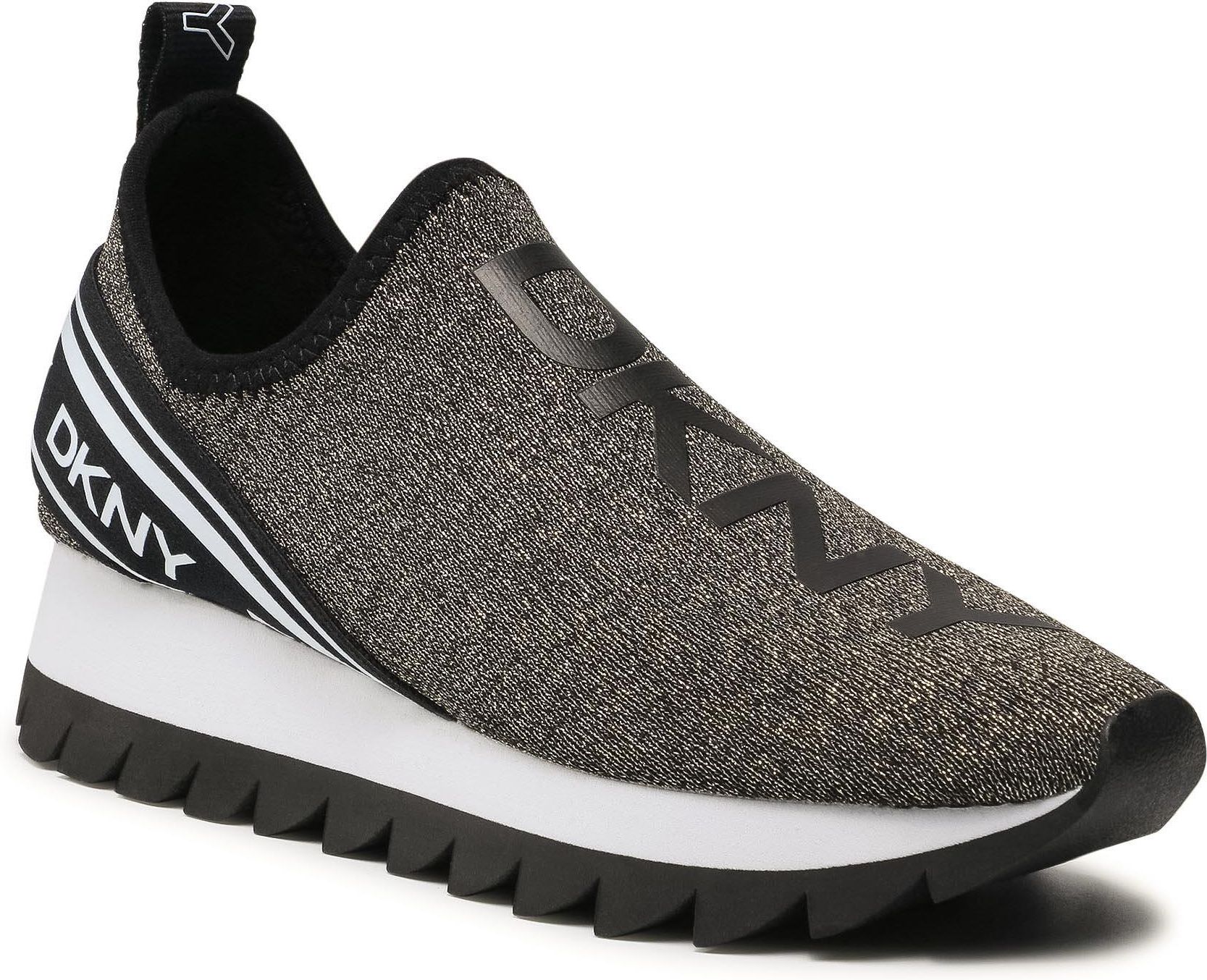 Sneakersy DKNY - Abbi Slip On Runne K2140893 Knit/Logo Elas Gold/Blk ...