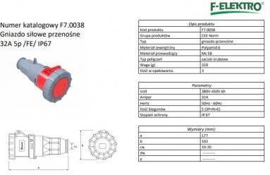 F-Elektro Gniazdo Siłowe Przenośne 32A 5P Ip67 F70038 - Opinie i ceny ...