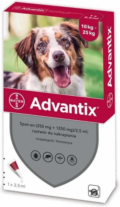 Bayer Advantix Spot-On 10-25Kg 4X2,5Ml - Ceny i opinie - Ceneo.pl