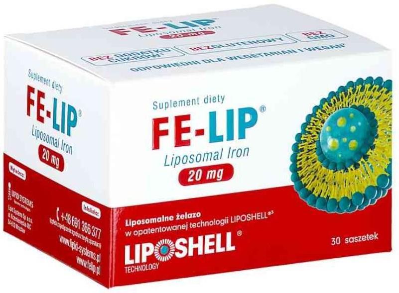 Fe-Lip Liposomalne Żelazo 20 Mg 30 Sasz. - Opinie i ceny na Ceneo.pl