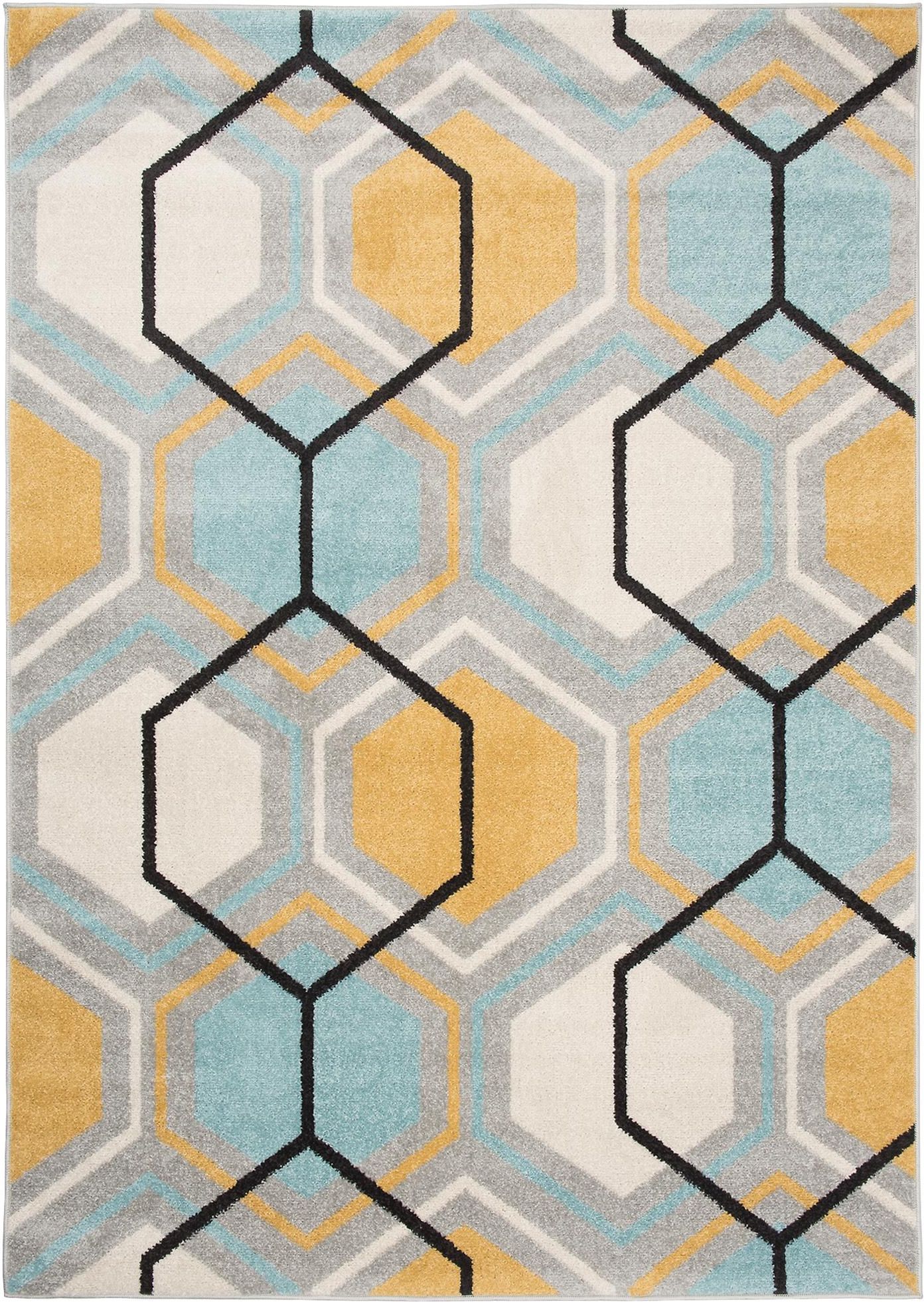 Carpeto Rugs Dywan Geometryczny Heksagon Zółty Turkusowy Lazur ...